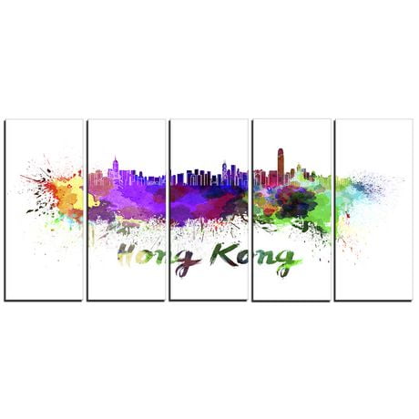 Click here for Design Art Hong Kong Skyline Canvas Print Purple 6... prices