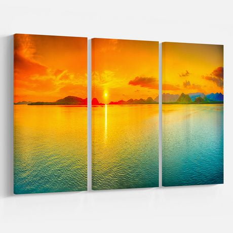 Click here for Design Art Sunset Over Sea Panorama Canvas Print O... prices