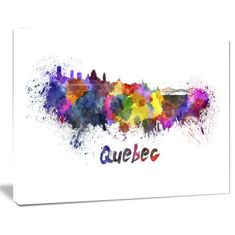 Click here for Design Art Quebec Skyline Canvas Print Purple 32In... prices