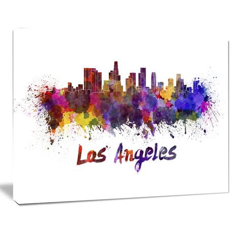 Click here for Design Art Los Angeles Skyline Canvas Print Purple... prices