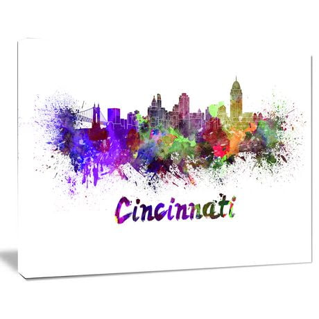 Click here for Design Art Cincinnati Skyline Canvas Print Purple... prices