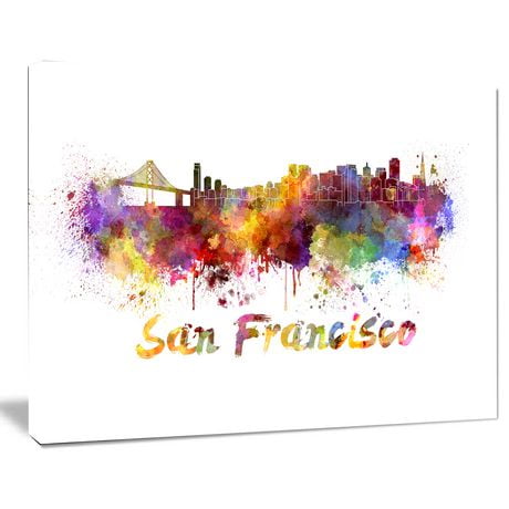 Click here for Design Art San Francisco Skyline Canvas Print Purp... prices