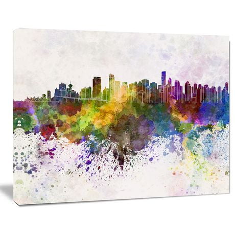 Click here for Design Art Vancouver Skyline Canvas Print Purple 3... prices