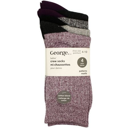 George 4 Pairs Ladies Fashion Crews | Walmart Canada