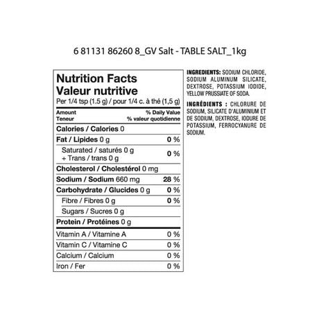 Great Value Iodized Table Salt | Walmart Canada