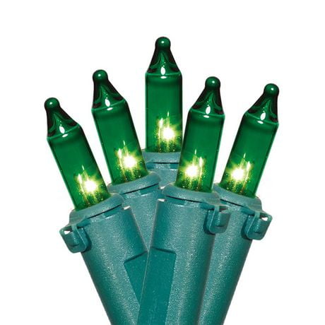 Holiday Time 100-Count Green Incandescent Mini Christmas Lights, with ...