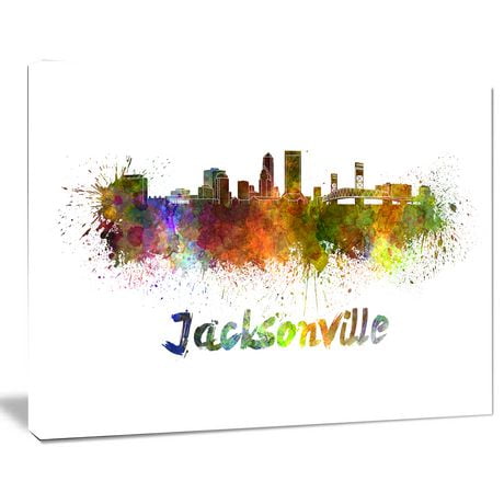 Click here for Design Art Jacksonville Skyline Canvas Print Green... prices