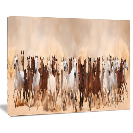 Click here for Design Art Horses Herd In Sand Storm Canvas Print... prices