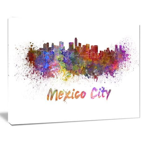 Click here for Design Art Mexico City Skyline Canvas Print Green... prices