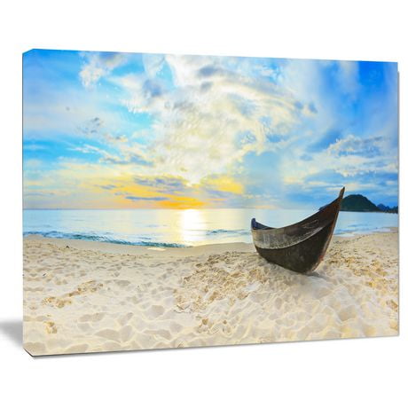Click here for Design Art Calm Beach Panorama Canvas Print Blue 3... prices