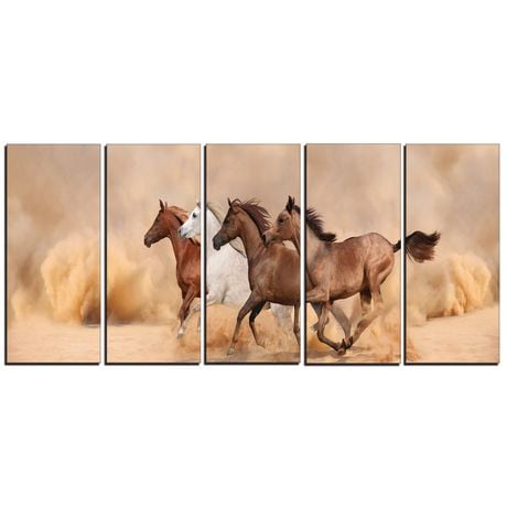 Click here for Design Art Herd Gallops In Sand Storm Canvas Print... prices