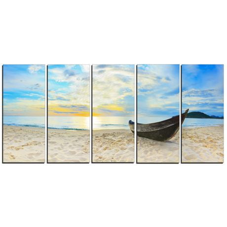 Click here for Design Art Calm Beach Panorama Canvas Print Blue 6... prices