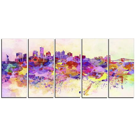 Click here for Design Art Purple New York Skyline Canvas Print Pu... prices