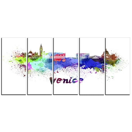 Click here for Design Art Venice Skyline Canvas Print Purple 60In... prices