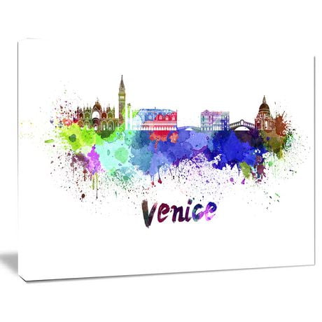 Click here for Design Art Venice Skyline Canvas Print Purple 32In... prices