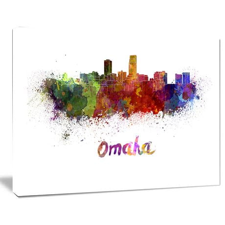 Click here for Design Art Omaha Skyline Canvas Print Purple 32In... prices
