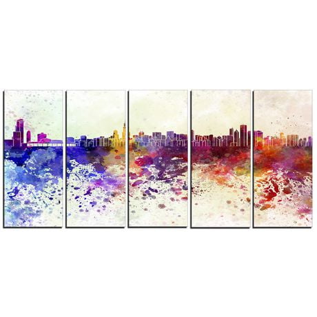 Click here for Design Art Chicago Skyline Canvas Print Purple 60I... prices
