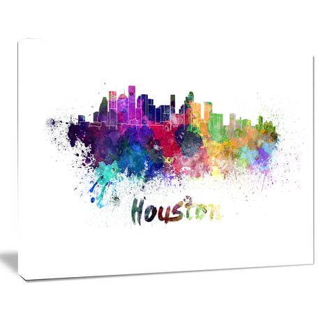 Click here for Design Art Houston Skyline Canvas Print Purple 32I... prices