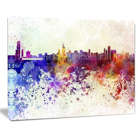 Click here for Design Art Chicago Skyline Canvas Print Purple 32I... prices