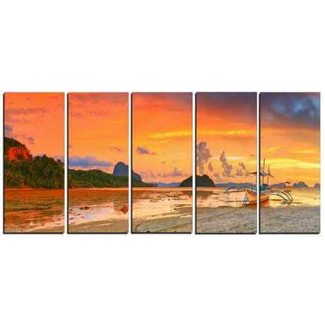 Click here for Design Art Boat At Sunset Panorama Canvas Print Or... prices
