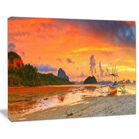Click here for Design Art Boat At Sunset Panorama Canvas Print Or... prices