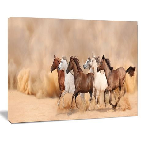 Click here for Design Art Herd Gallops In Sand Storm Canvas Print... prices