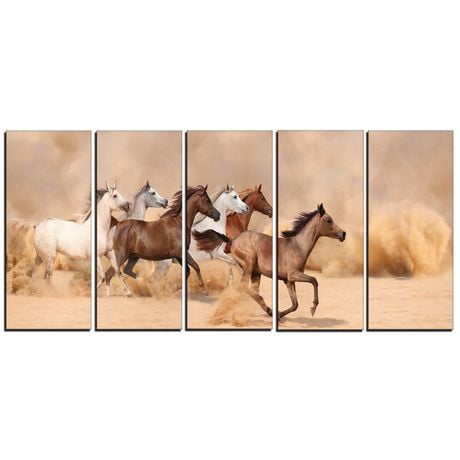 Click here for Design Art Herd Gallops In Sand Storm Canvas Print... prices