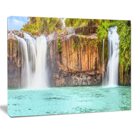 Click here for Design Art Dry Sap Waterfall Canvas Print Blue 32I... prices