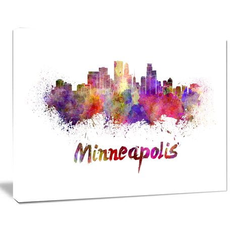 Click here for Design Art Minneapolis Skyline Canvas Print Pink 3... prices