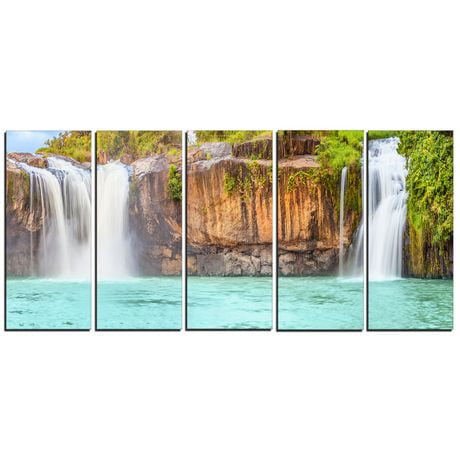 Click here for Design Art Dry Sap Waterfall Canvas Print Blue 60I... prices