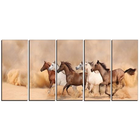 Click here for Design Art Herd Gallops In Sand Storm Canvas Print... prices