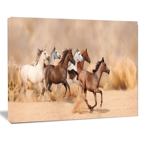 Click here for Design Art Herd Gallops In Sand Storm Canvas Print... prices