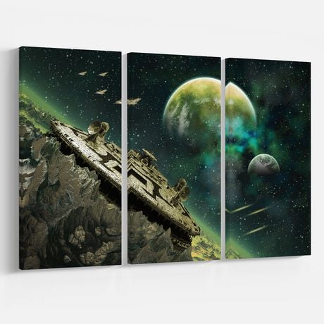 Click here for Design Art Alien Planet Canvas Print Black 36In X... prices