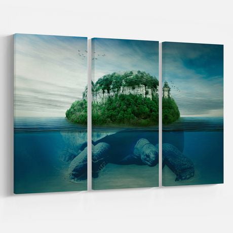 Click here for Design Art Giant Turtle Carrying Island Canvas Pri... prices