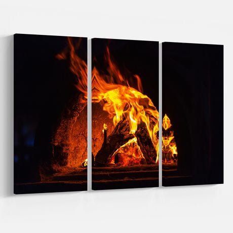 Click here for Design Art Wood Stove With Fire And Blaze Canvas P... prices