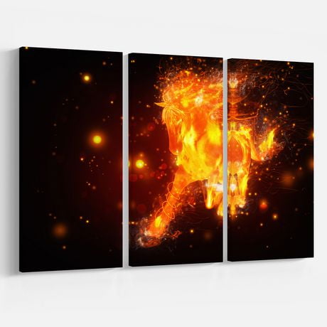 Click here for Design Art Running Fire Horse Canvas Print Gold 36... prices