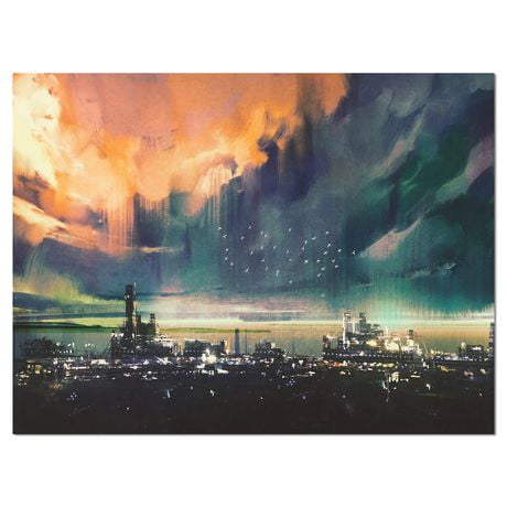 Click here for Design Art Sci Fi City Watercolor Canvas Print Ora... prices