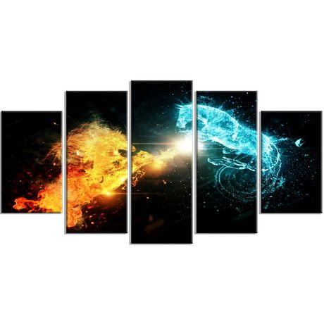Click here for Design Art Fire And Water Abstract Horses Canvas P... prices