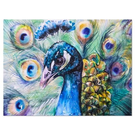 Click here for Design Art Beautiful Peacock Watercolor Canvas Pri... prices