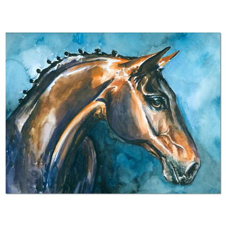 Click here for Design Art Brown Horse On Blue Watercolor Canvas P... prices