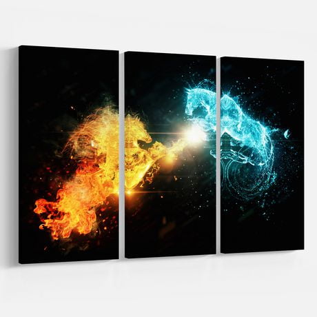 Click here for Design Art Fire And Water Abstract Horses Canvas P... prices