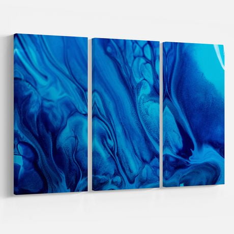 Click here for Design Art Dark Blue Acrylic Paint Canvas Print Bl... prices