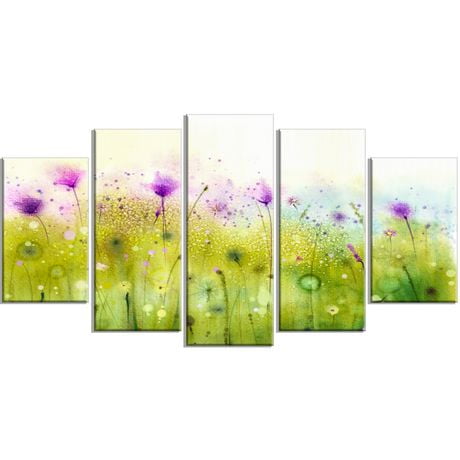 Click here for Design Art Green Purple Cosmos Of Flowers Canvas P... prices