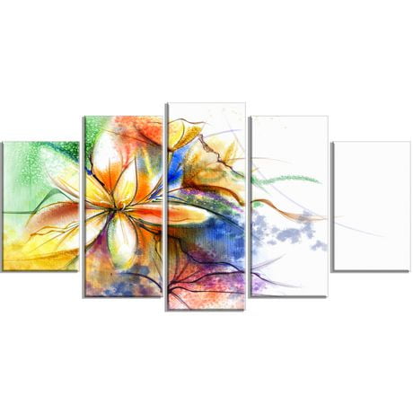 Click here for Design Art Multi Color Flower Fusion Canvas Print... prices