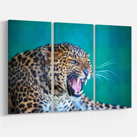 Click here for Design Art Wild Leopard Close Up View Canvas Print... prices