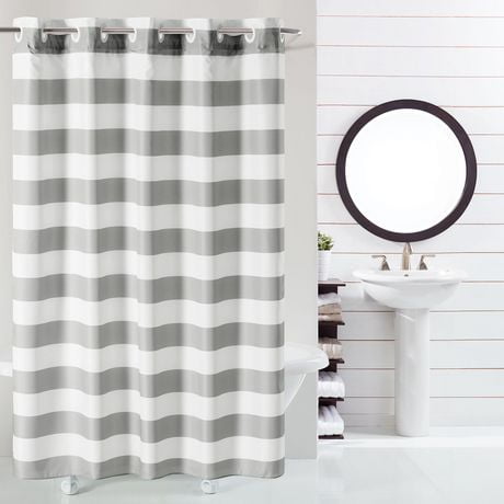 Click here for Hookless Brand 3-In-1 Cabana Stripe Shower Curtain... prices