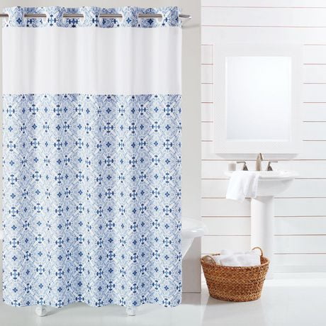 Click here for Hookless Brand 3-In-1 Vervain Shower Curtain Blue... prices