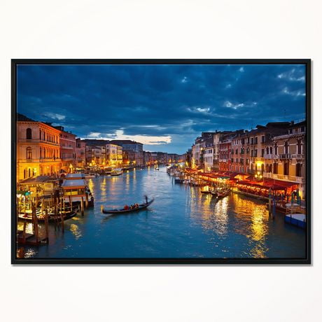 Click here for Design Art Grand Canal At Night Venice Framed Canv... prices