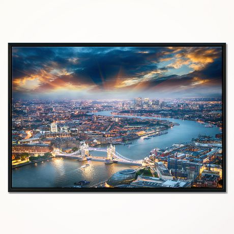 Click here for Design Art Aerial View Of London At Dusk Framed Ca... prices