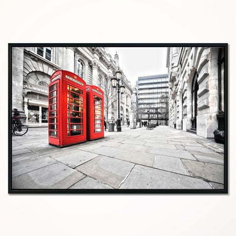Click here for Design Art Phone Booths On Street Framed Canvas Ar... prices